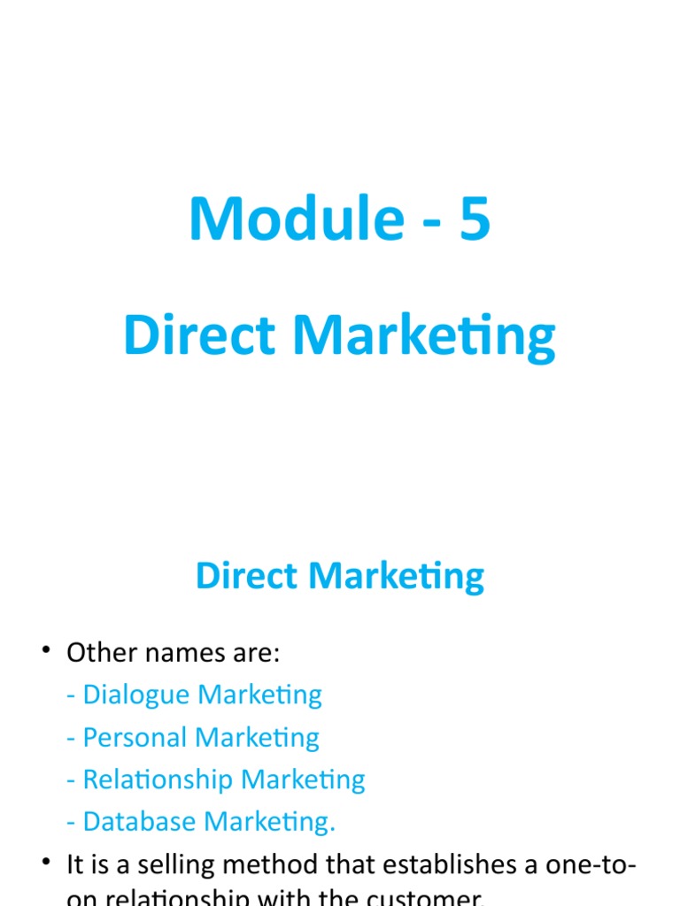 Module - 5: Direct Marketing | PDF | Direct Marketing | Sales
