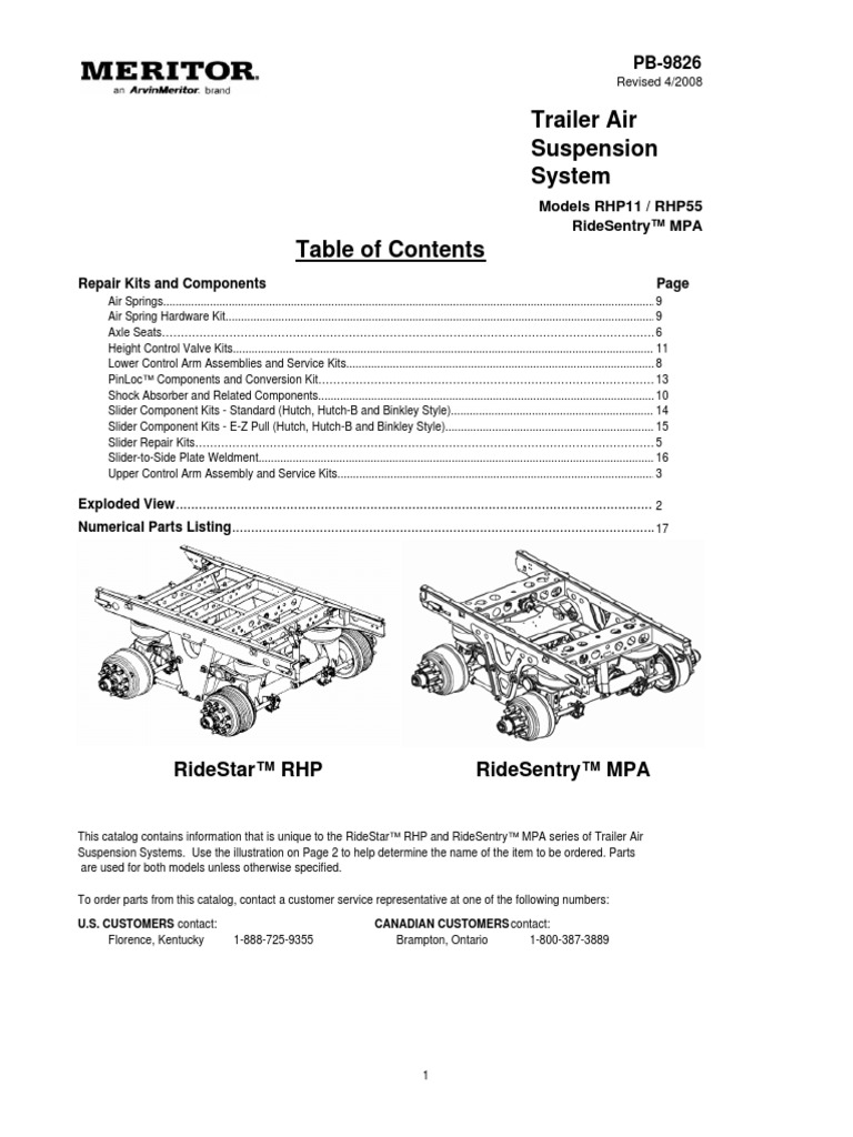 Suspension Meritor RIDE STAR / RIDE SENTRY | PDF | Washer (Hardware ...