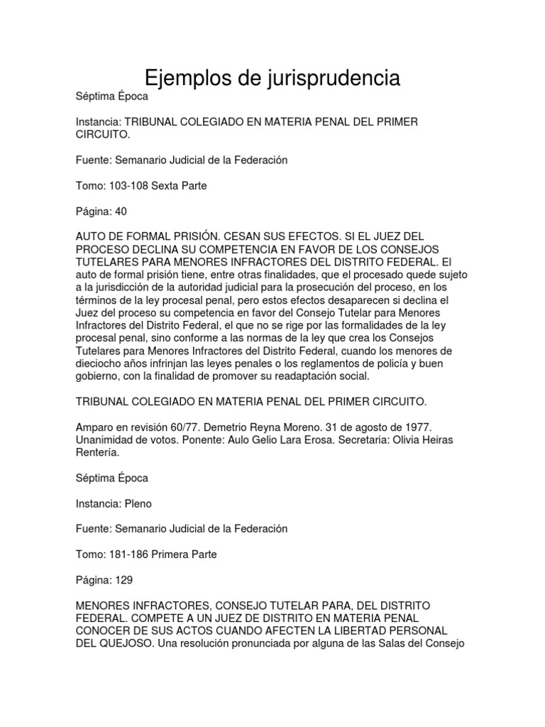 Ejemplos De Jurisprudencia Pdf Caso De Ley Federación