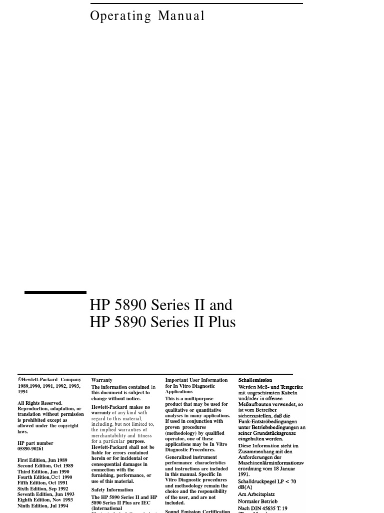 HP 5890 Series II Plus Manual | PDF | Ac Power Plugs And Sockets | Nut ...