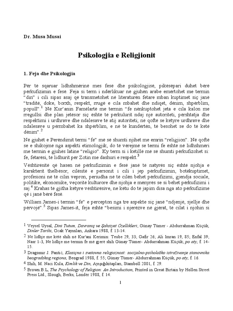 Psikologjia e Religjionit - Dr. Musa Musai PDF | PDF
