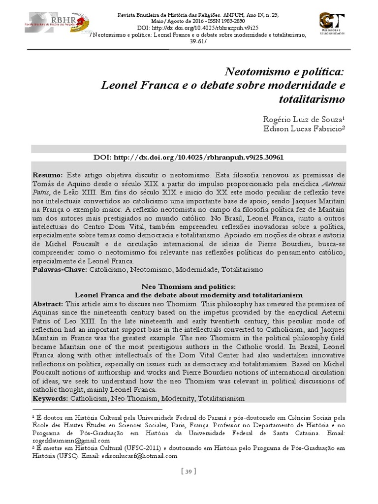 Neotomismo | PDF | Tomismo | Igreja católica