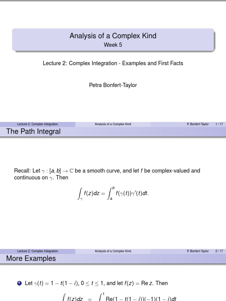 Week5Lecture2 PDF | PDF | Integral | Complex Analysis