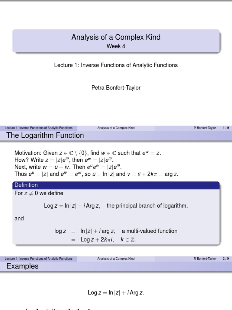 Inverse and Analytic Functions PDF | PDF | Logarithm | Function (Mathematics)