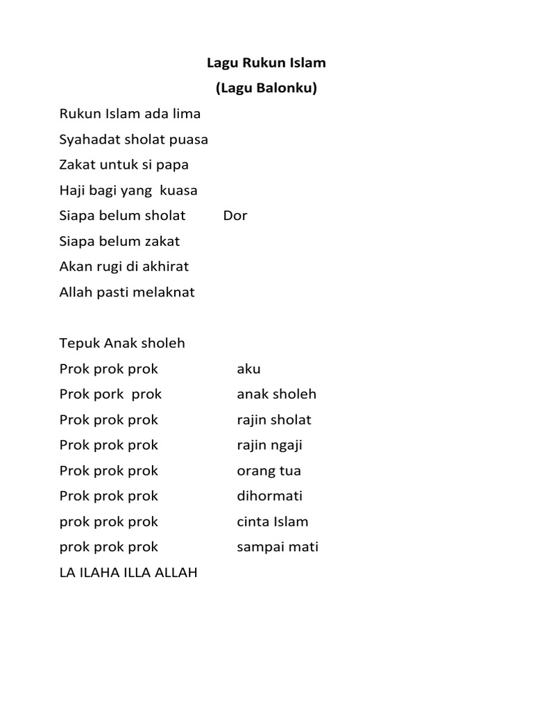 Lagu Rukun Islam | PDF