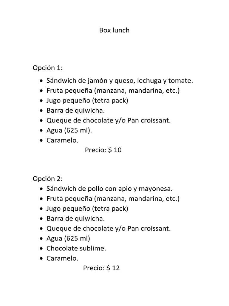 Box Lunch | PDF