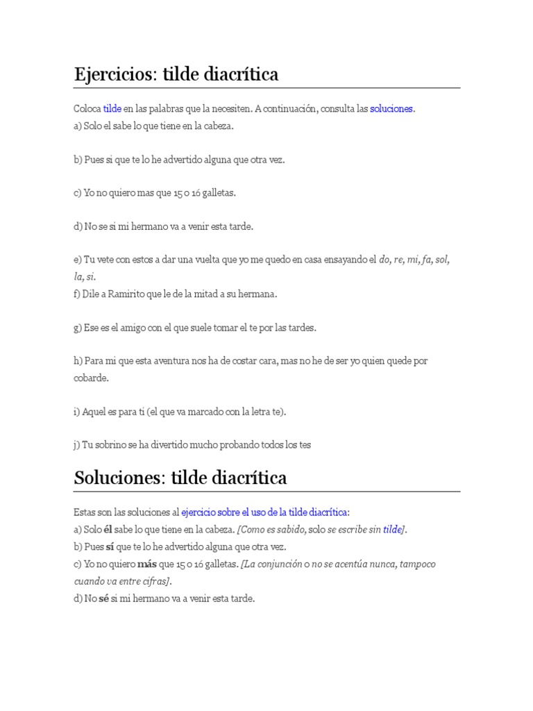 Ejercicios Acento Diacritico | PDF
