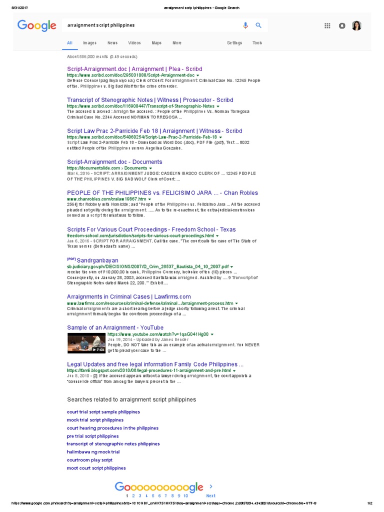Arraignment Script Philippines - Google Search | PDF | Arraignment | Plea