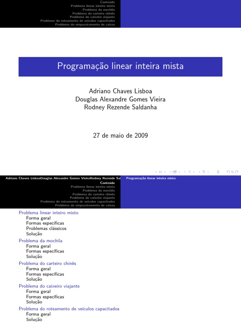 Programação Linear Inteira Mista - Adriano Chaves Lisboa PDF | PDF ...