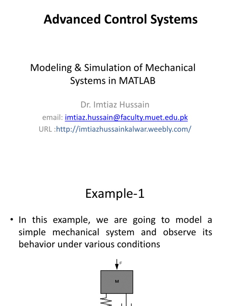 MATLAB Mechanical System Modeling | PDF