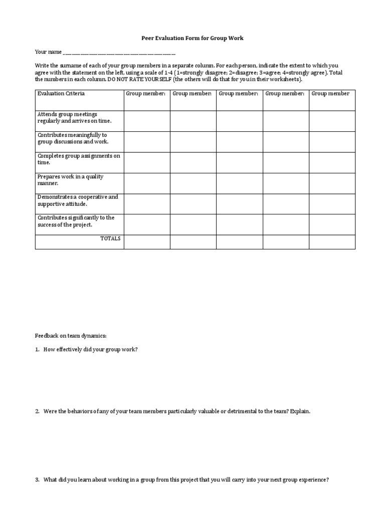 Jtreyes Classes Peer Evaluation Worksheet | PDF