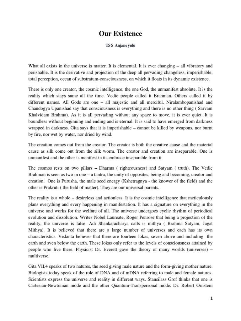 Our Existence | PDF | Kama | Consciousness