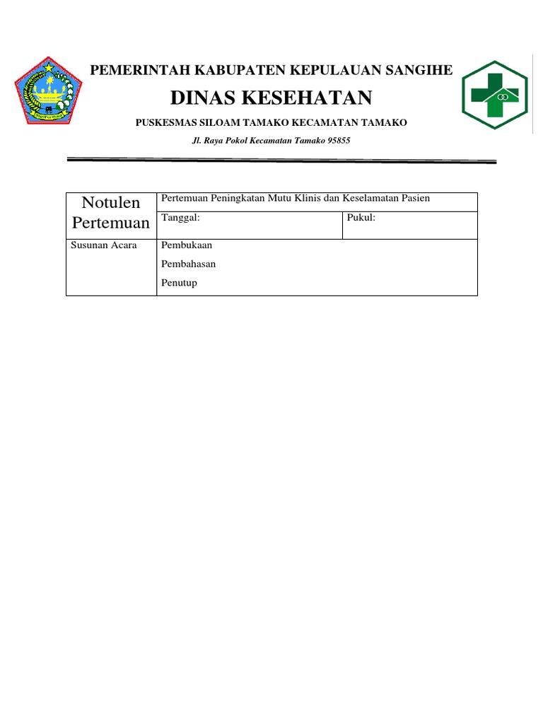9.1.1.4 Notulen Evaluasi Dan TL Hasil Monitoring Penilaian Mutu:Kinerja Klinis | PDF ...