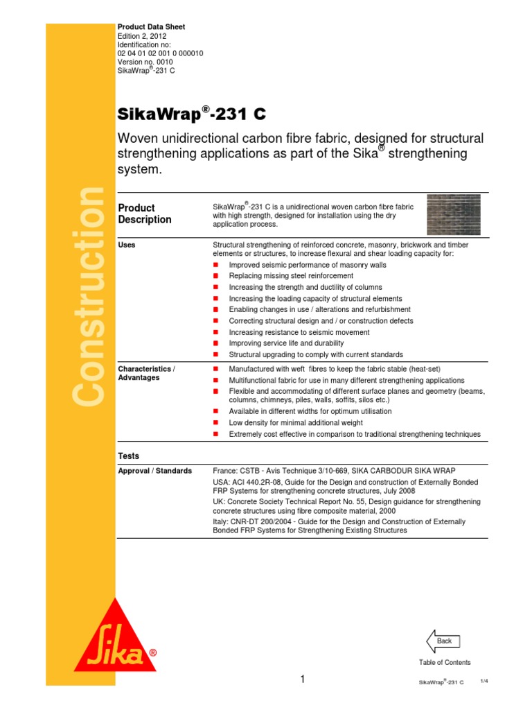 Sikawrap 231 C - Pds en PDF | PDF | Fibre Reinforced Plastic | Industries