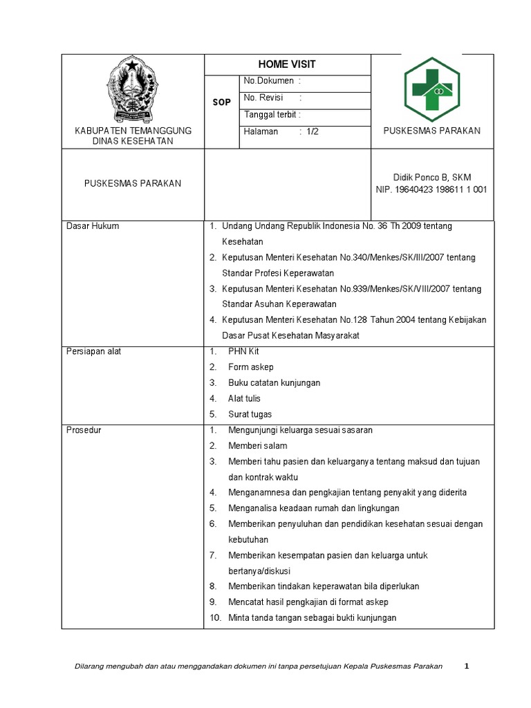 Sop Home Visit | PDF