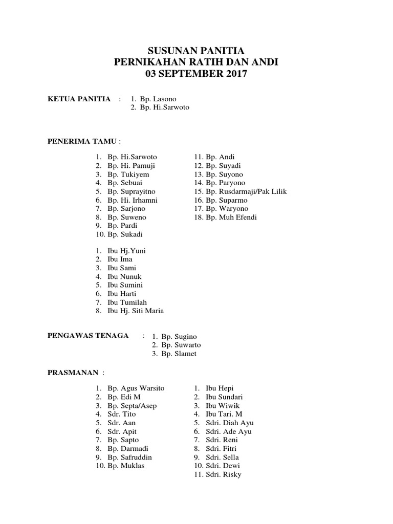 Susunan Panitia | PDF