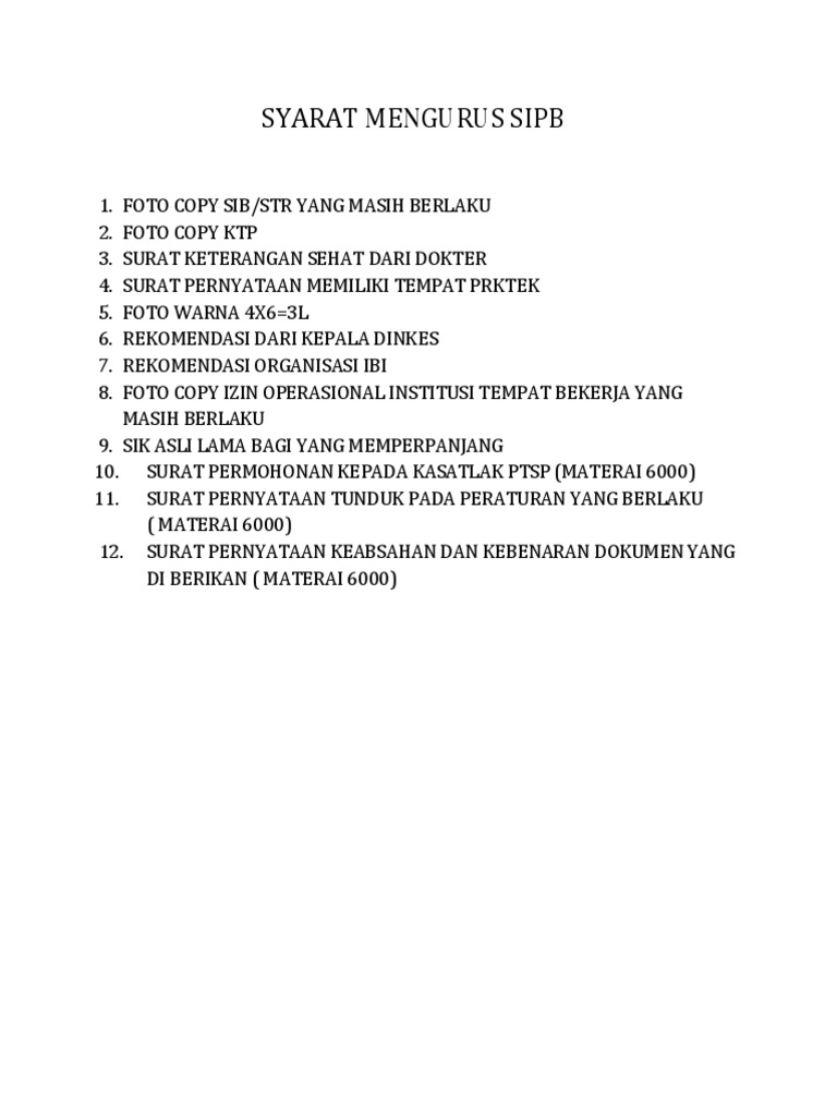 Syarat Mengurus Sipb | PDF
