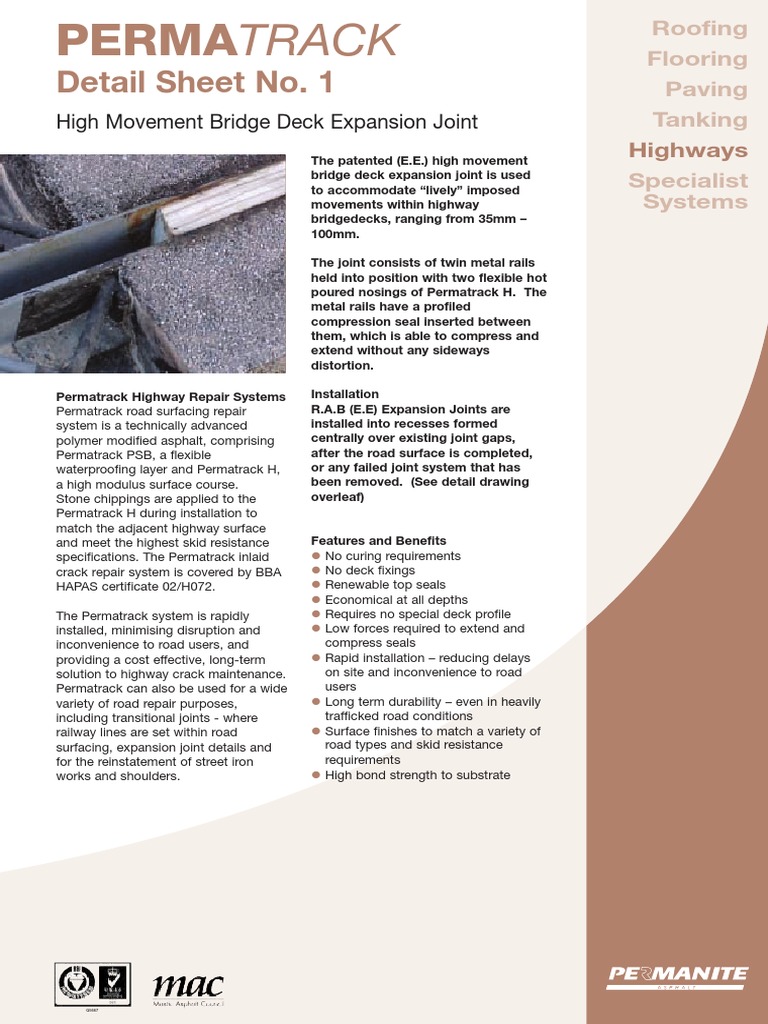 Perma Track Details Sheet All | PDF | Road Surface | Road