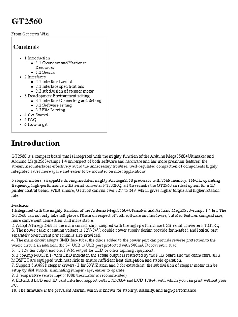 GT2560 3D Printer Control Board: Comprehensive Guide | PDF ...