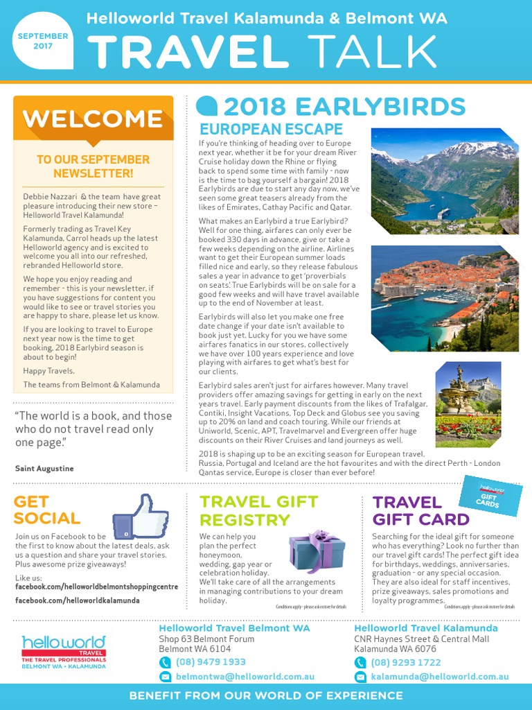 Travel Talk: 2018 Earlybirds | PDF | Fee | Travel Agency