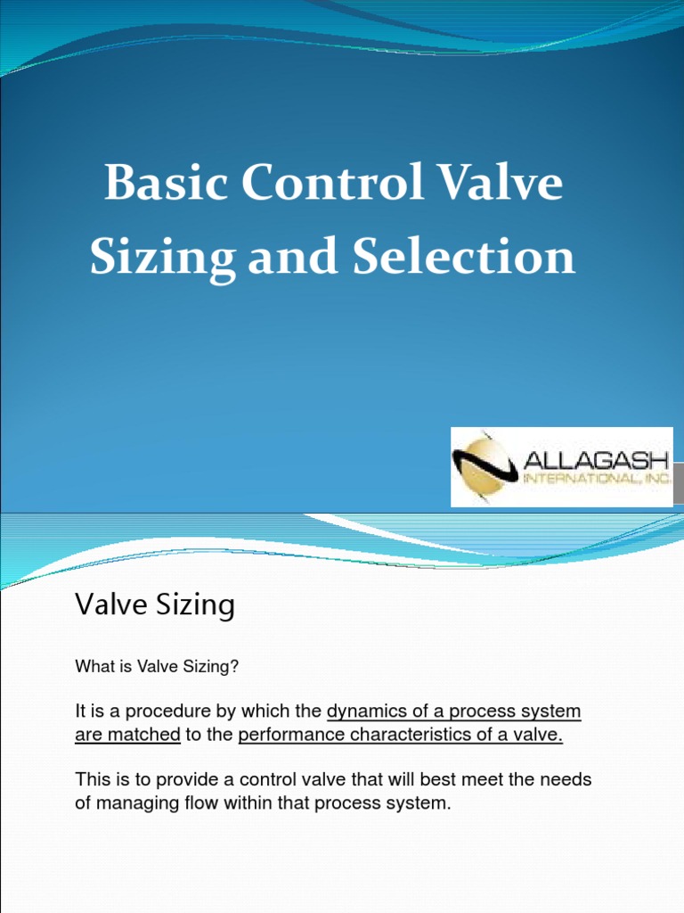 Basic Control Valve Sizing and Selection | PDF | Valve | Pressure