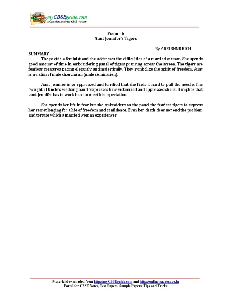 Aunt Jennifer's Secret Longing: A Concise Analysis of the Poem 'Aunt ...