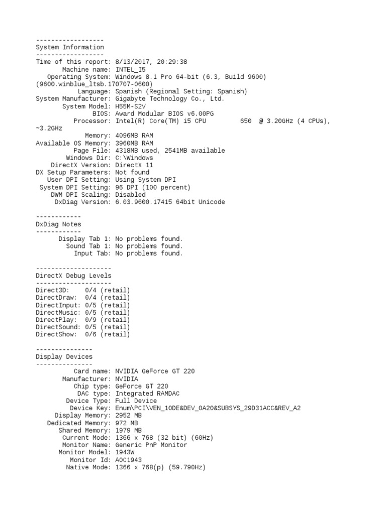 DX Diag | PDF | Codec | Device Driver