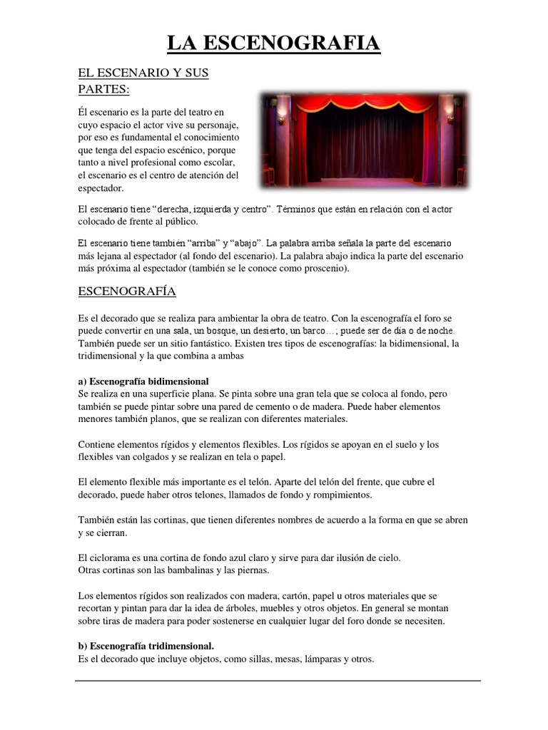 Partes y elementos del escenario teatral | PDF | Teatro ...