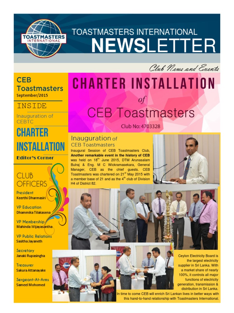 Newsletter - CEB Toastmasters (September 2015) | PDF | Sri Lanka ...