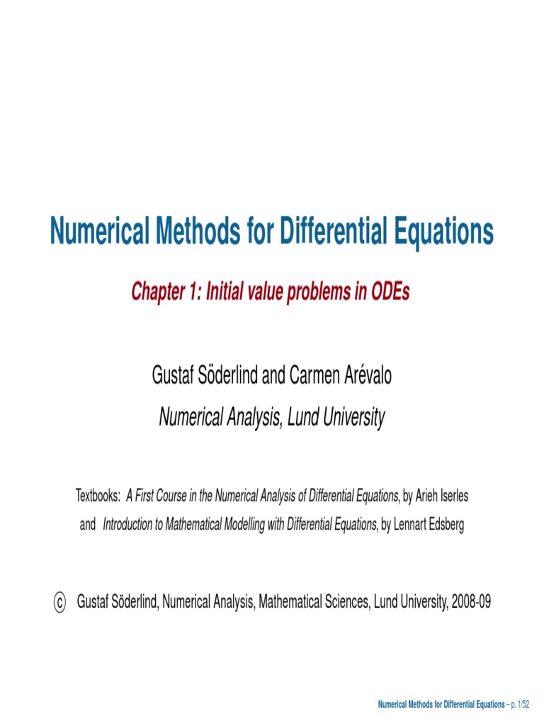 Numerical Methods For Differential Equations: Chapter 1: Initial Value Problems in Odes | PDF ...