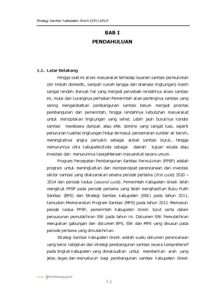 BAB 1 SSK (Pemutakhiran) Gresik 2015 Rev 2 | PDF