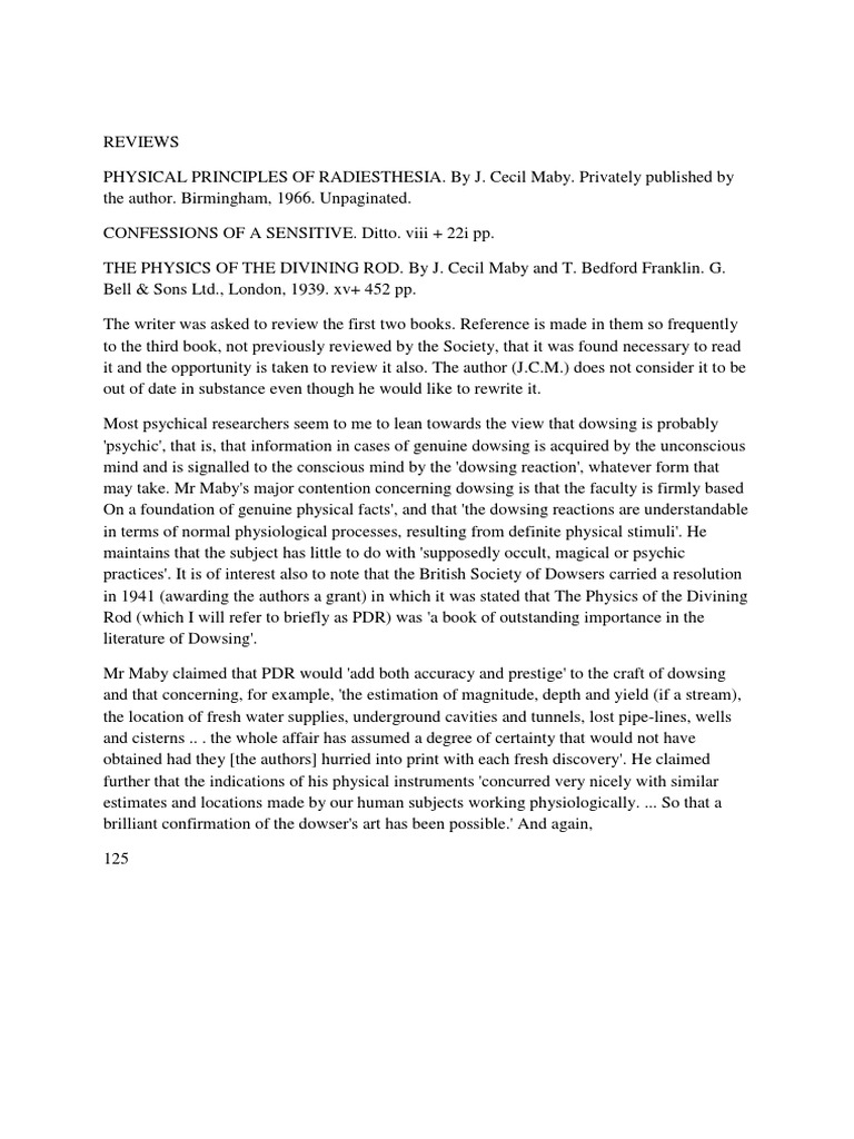 Physical Principles of Radiesthesia and Dowsing Rods | PDF | Dowsing ...