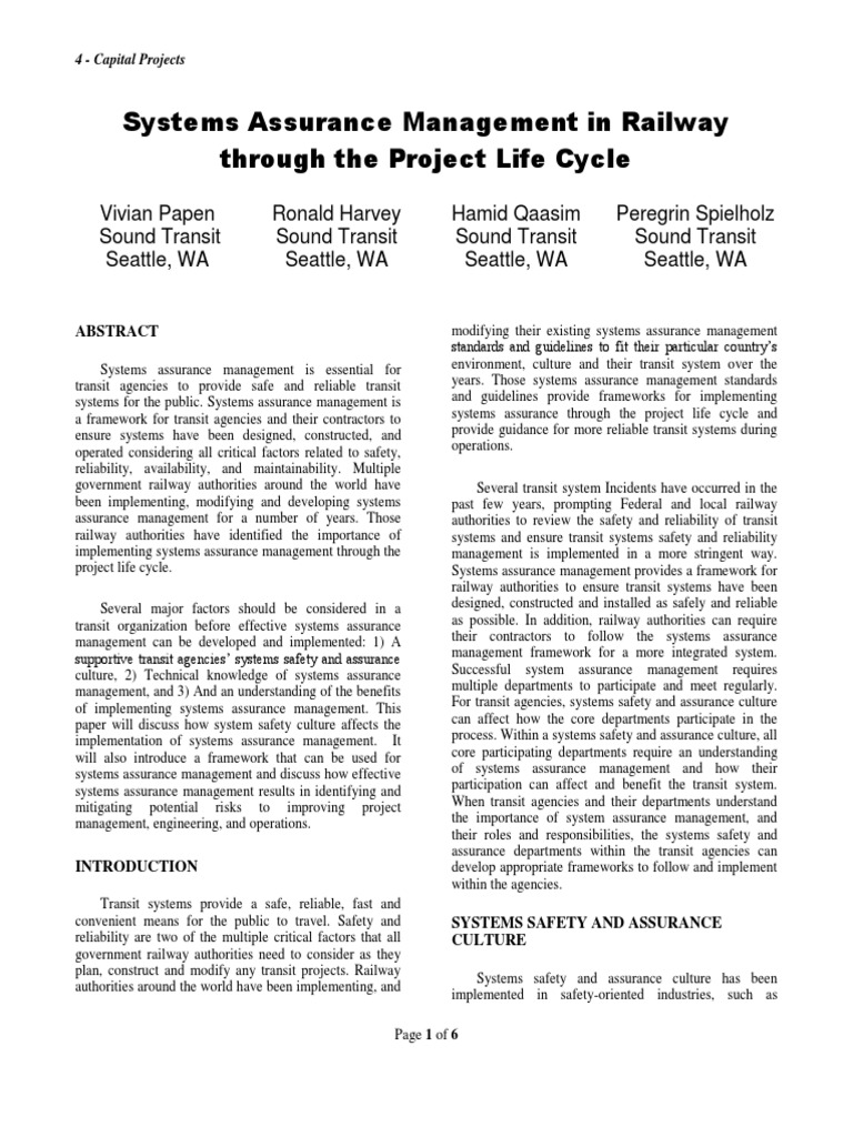 Rail Systems Assurance Framework | PDF | Reliability Engineering | Safety