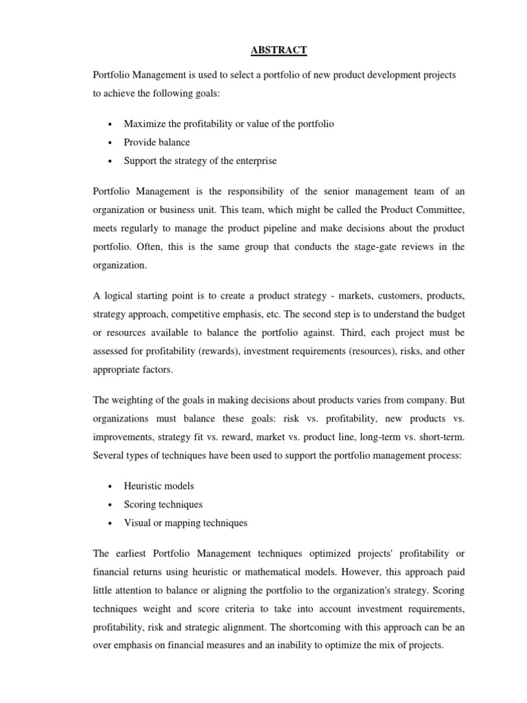Portfolio Management Abstract.docx