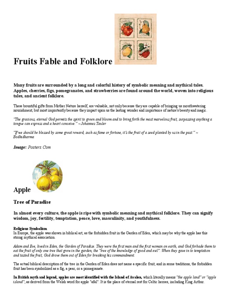 Fruits Fable and Folklore | PDF | Pomegranate | Apple