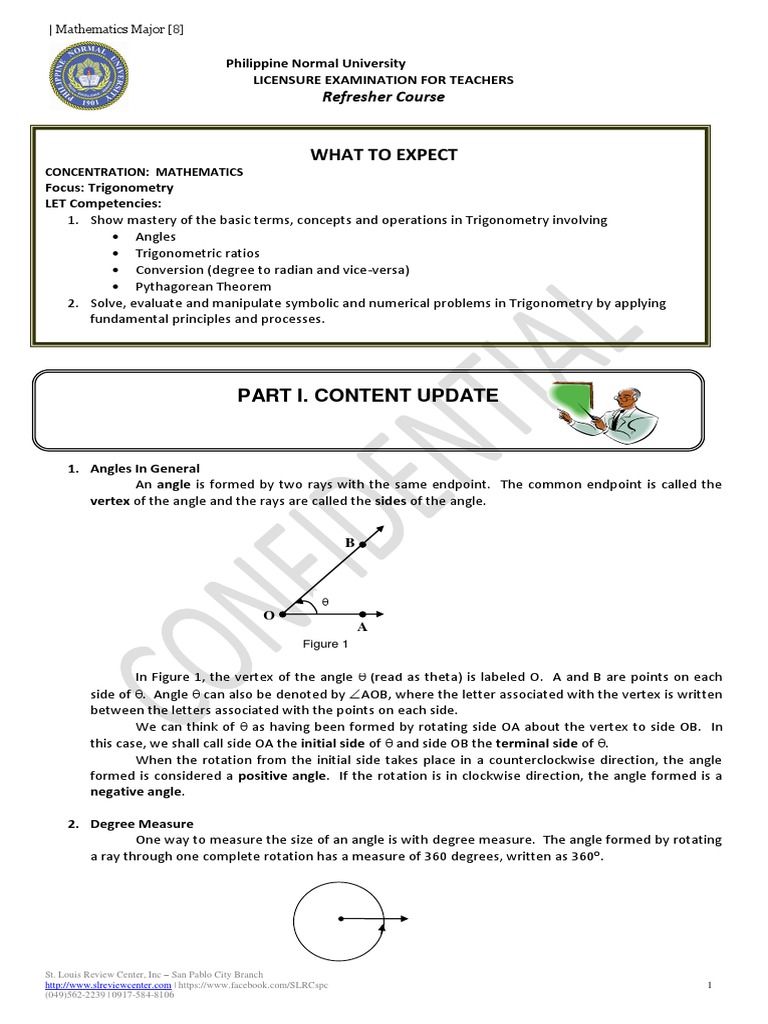 Trigonometry Review For Let Mathematics Majors Pdf Trigonometric Functions Sine