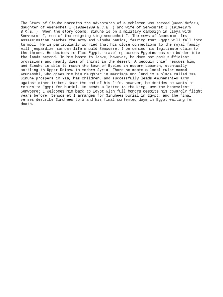 Sinuhe Summary | PDF | History