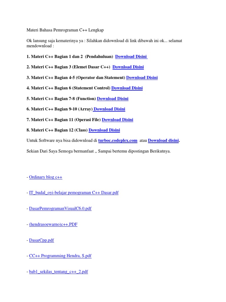 Materi Bahasa Pemrograman C | PDF