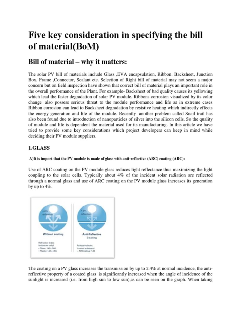 BOM Solar Module | PDF | Solar Panel | Solar Cell