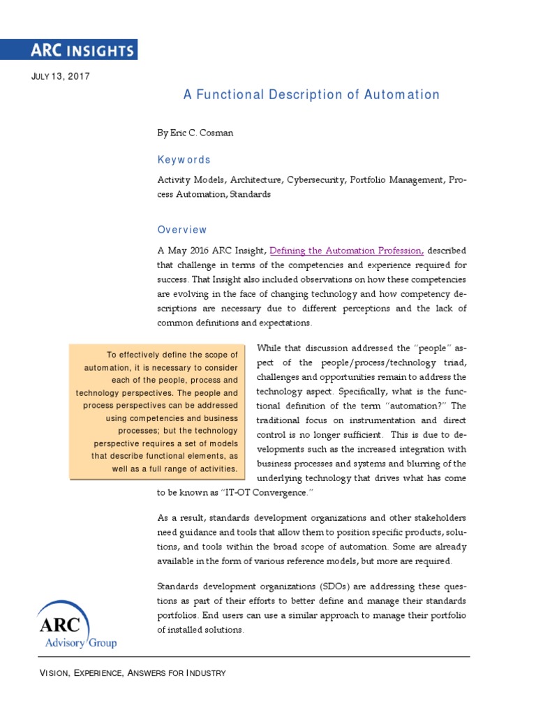 A Functional Description of Automation | PDF | Business Process ...