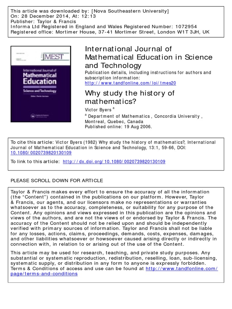 Artigo - Why Study The History of Mathematics | PDF | Teaching ...