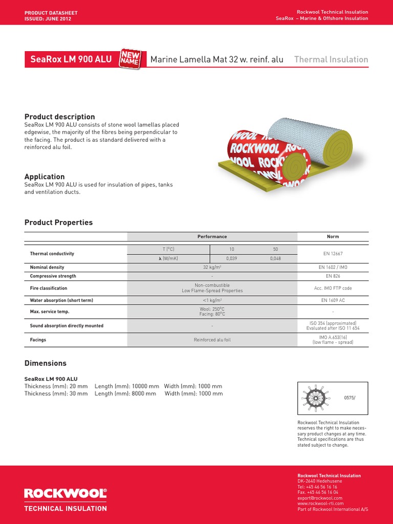 SeaRox LM 900 ALU Datasheet | PDF | Thermal Insulation | Building