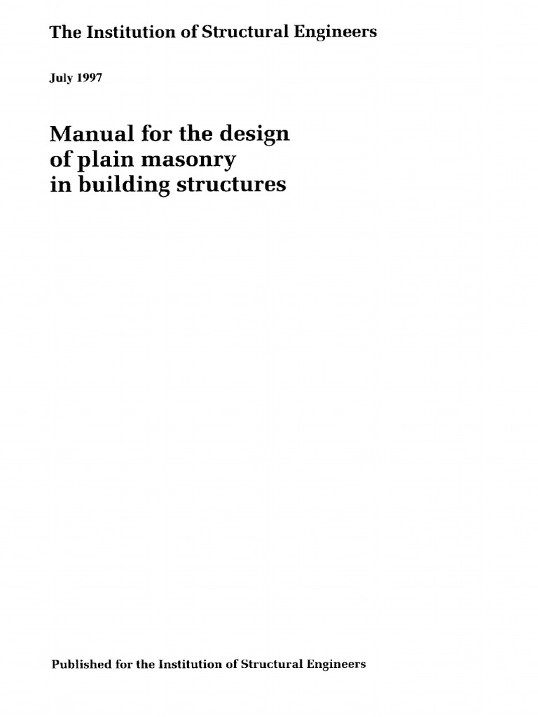 Manual For The Design of Plain Masonry in Building Structures (IStructE ...