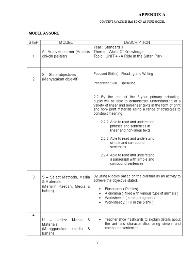 Assure Model For Year 3 English | PDF | Sentence (Linguistics) | Teaching