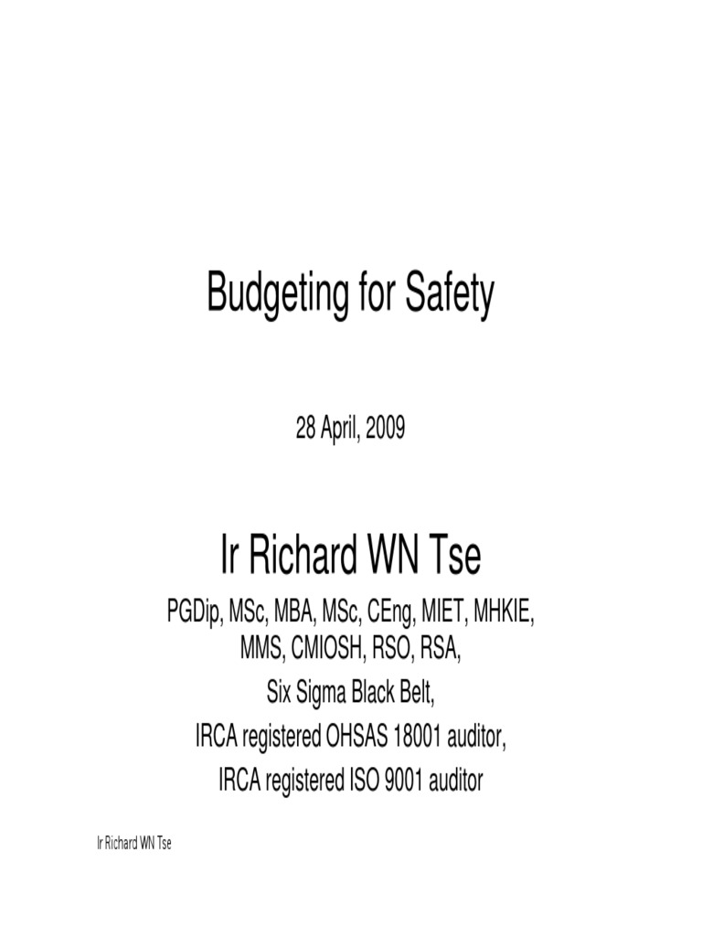 Budgeting For Safety PDF | PDF | Occupational Safety And Health | Cost ...