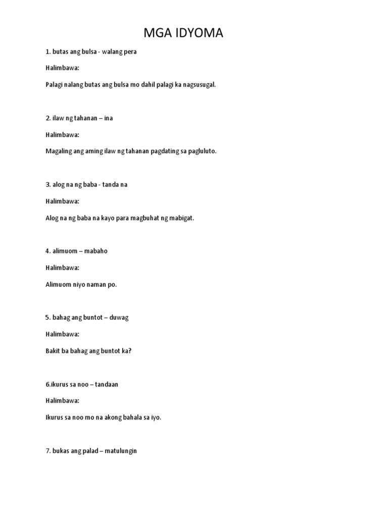 Mga Idyoma | PDF