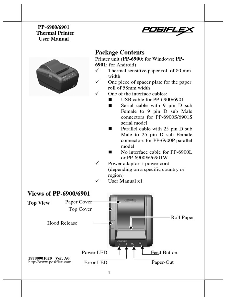 Thermal Printer User Manual Setup Guide | PDF | Electrical Connector | Usb