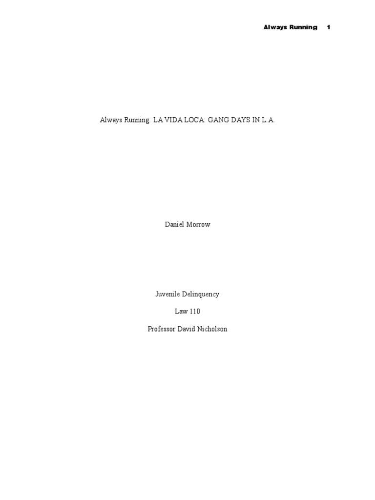 Always Running | PDF | Gang | Violence