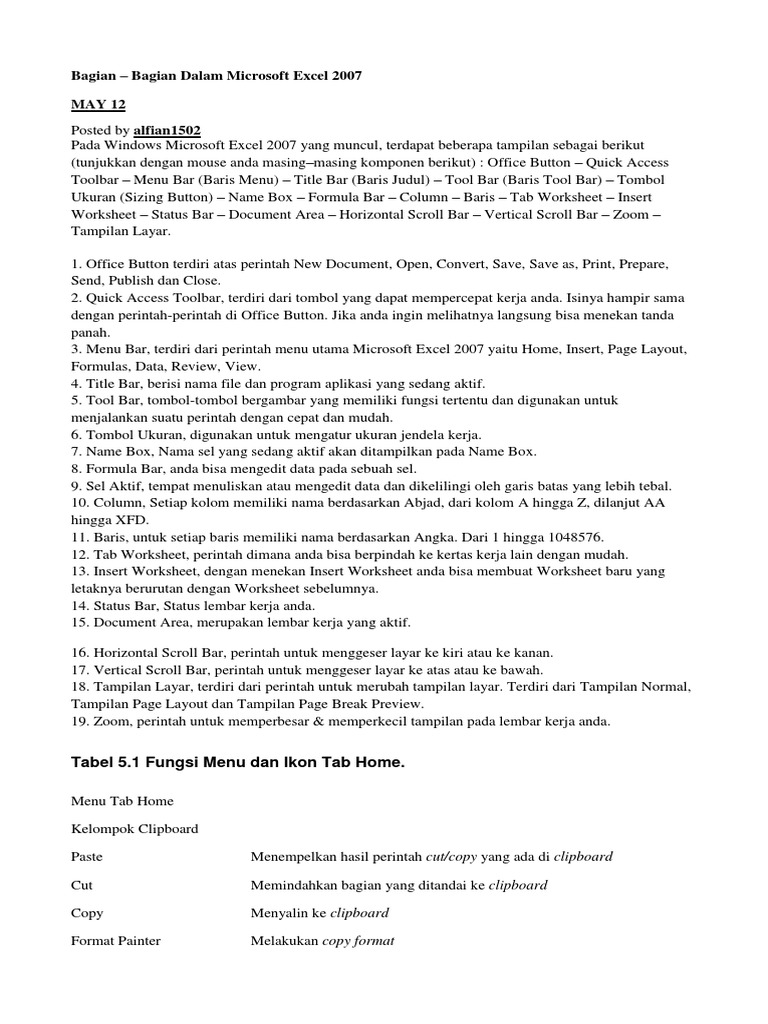 Mengenal Lembar Kerja Microsoft Excel | PDF
