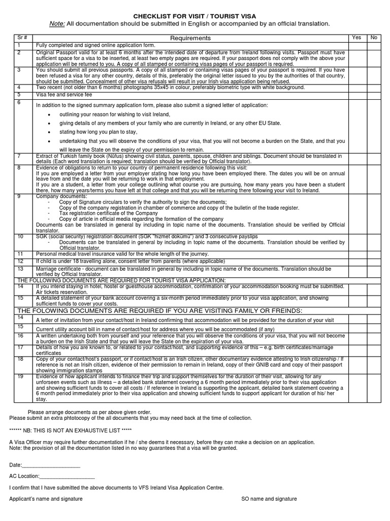 Checklist Tourist Visa | PDF | Travel Visa | Passport